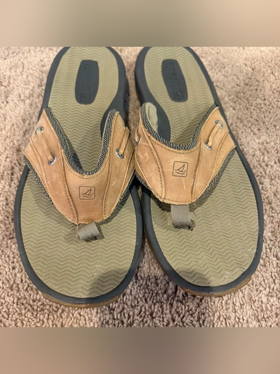 Sperry | Shoes | Sperry Mens Tan And Olive Leather Thong Sandals | Poshmark